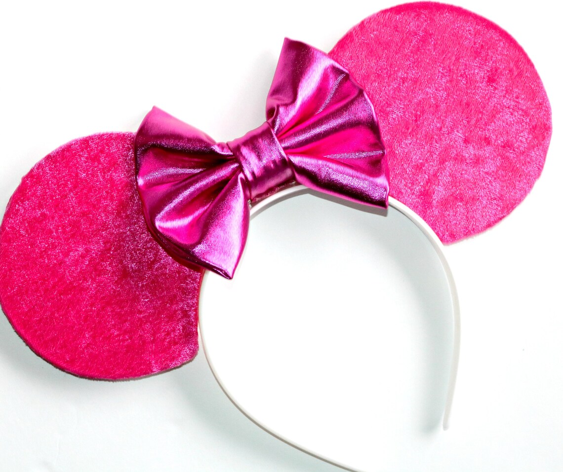 Hot Pink Sequin Minnie Ears Pink Velvet Minnie Ears Mouse | Etsy