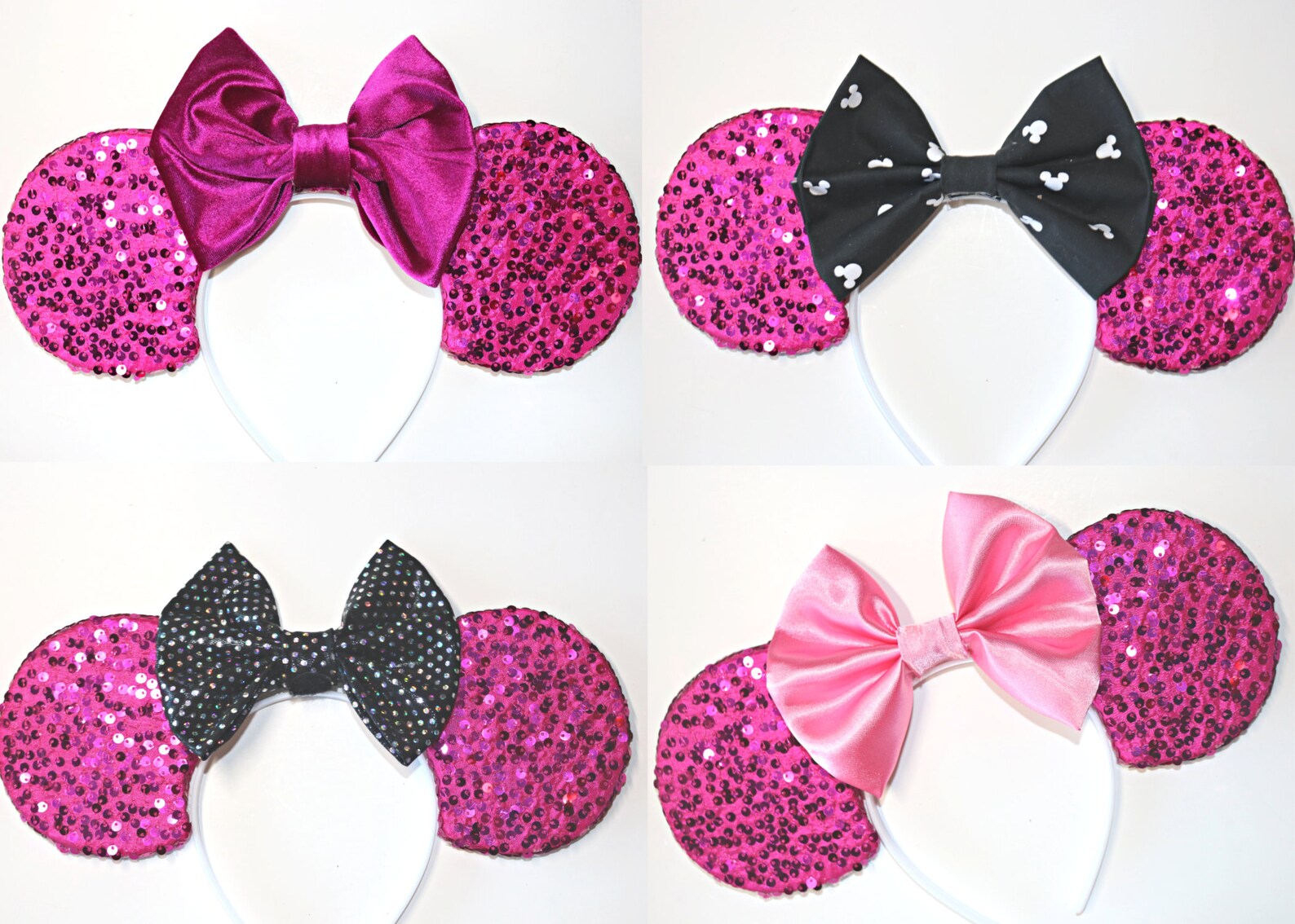 Hot Pink Sequin Minnie Ears Pink Velvet Minnie Ears Mouse - Etsy