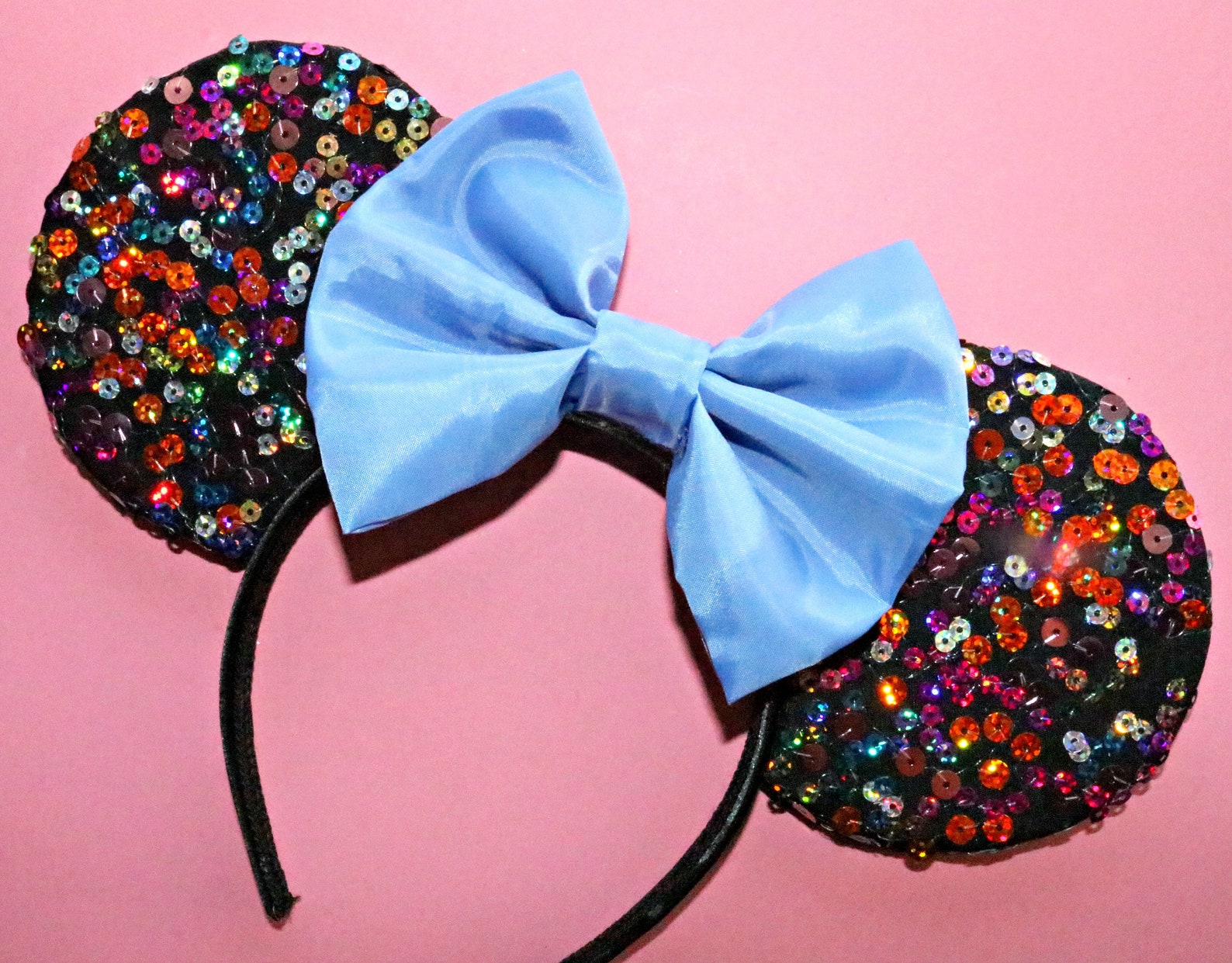 Black Colorful Sequin Minnie Ears Mouse Ears Mickey Ears - Etsy