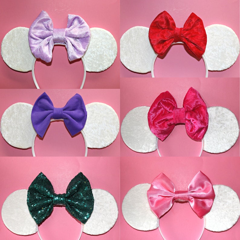 White Velvet Minnie Ears Mouse Ears Mickey Ears Minnie | Etsy