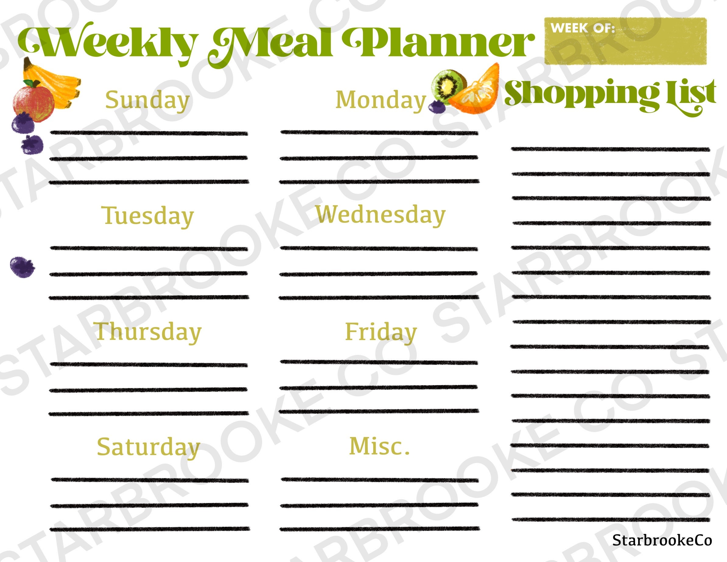 Digital Weekly Meal Planner, Instant Download, Meal Prep, Daily Planner ...