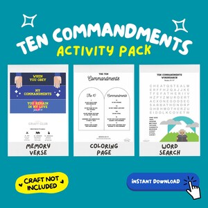 TEN COMMANDMENTS Bible Activity Pack Kids Bible Craft Kids Bible Lesson ...