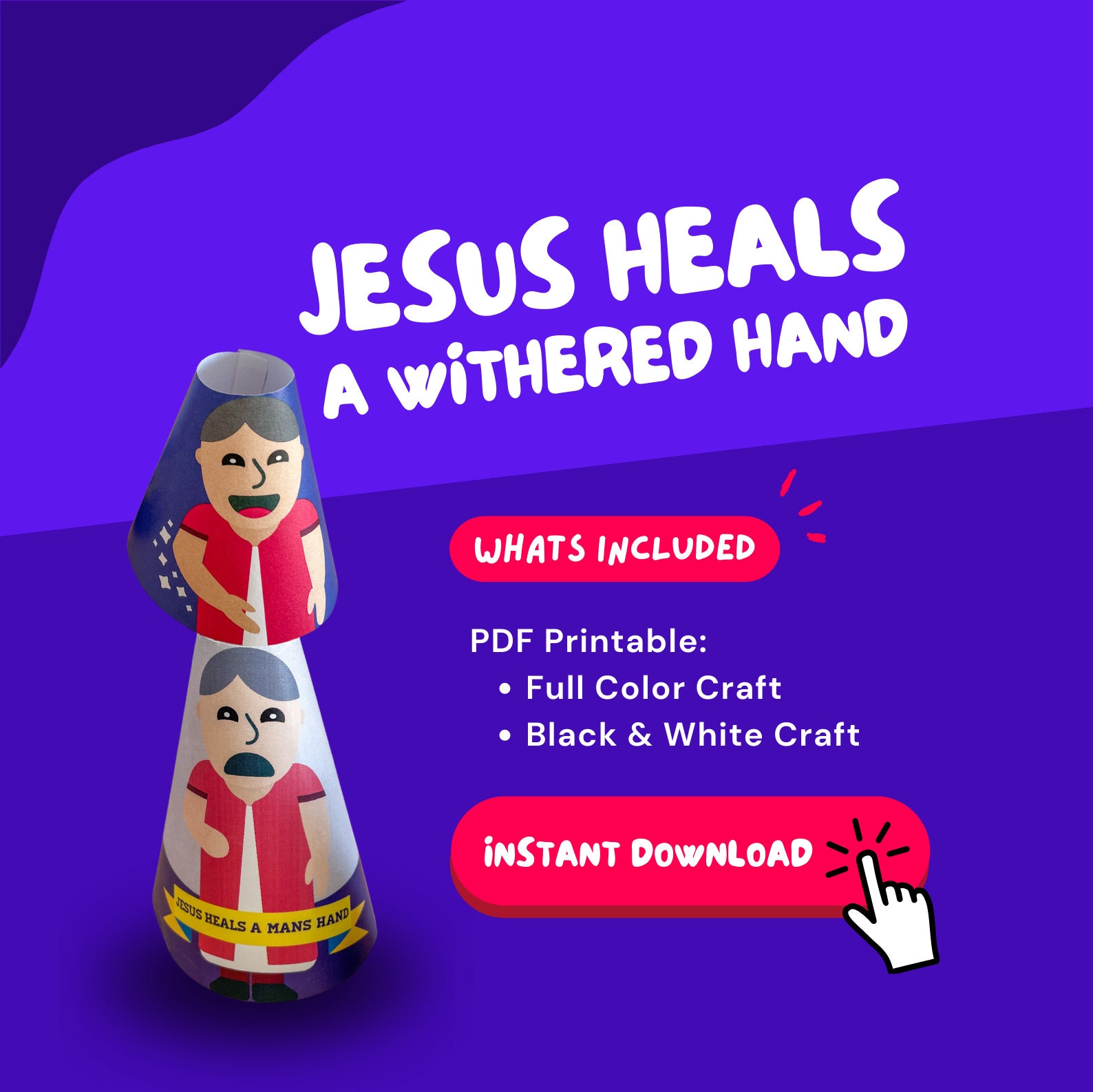 WITHERED HAND Miracle of Jesus Bible Craft Lesson for Homeschool Bible ...