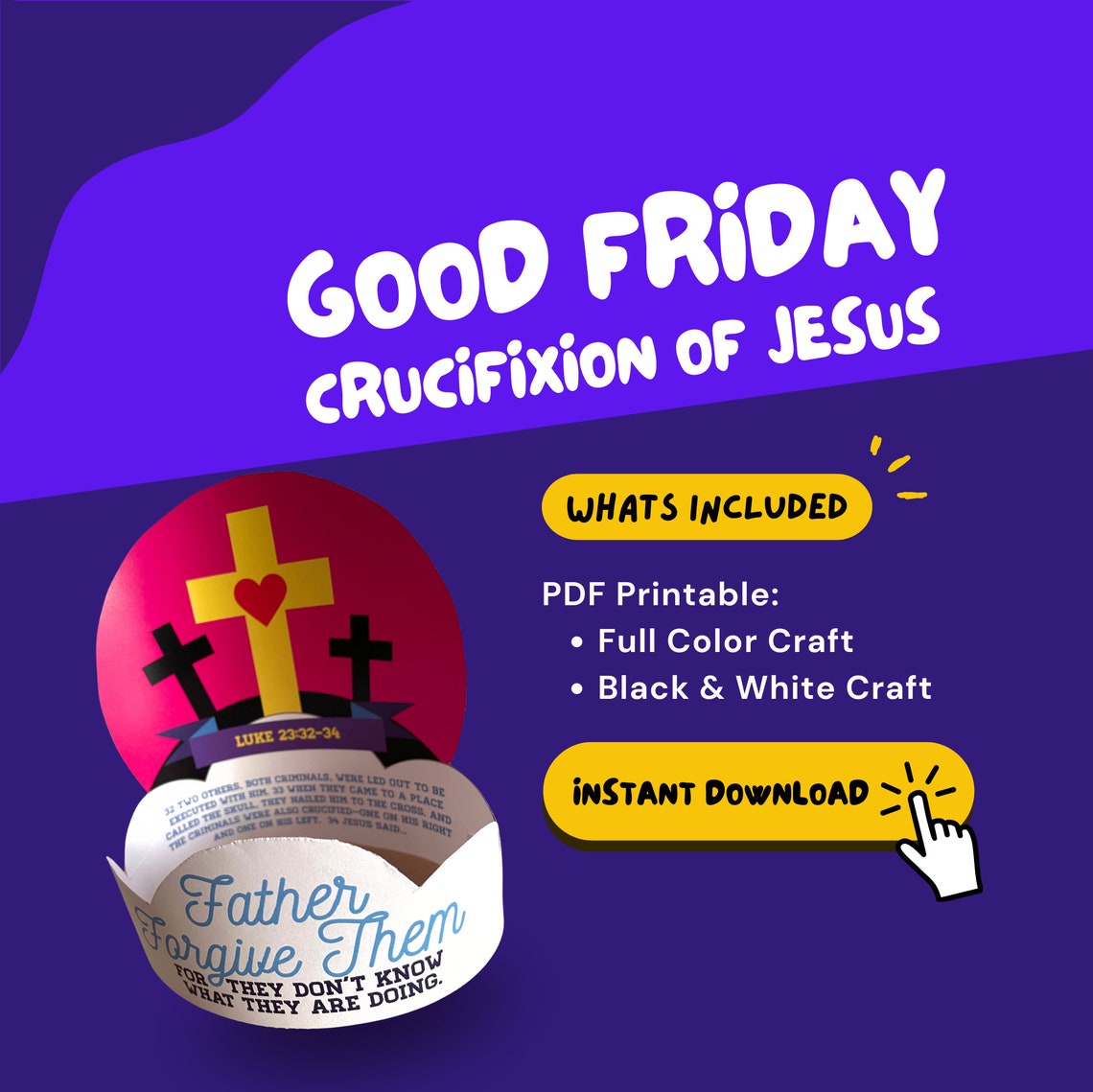 Good Friday Crucifixion Craft, Printable Bible Lesson (PDF) - Etsy
