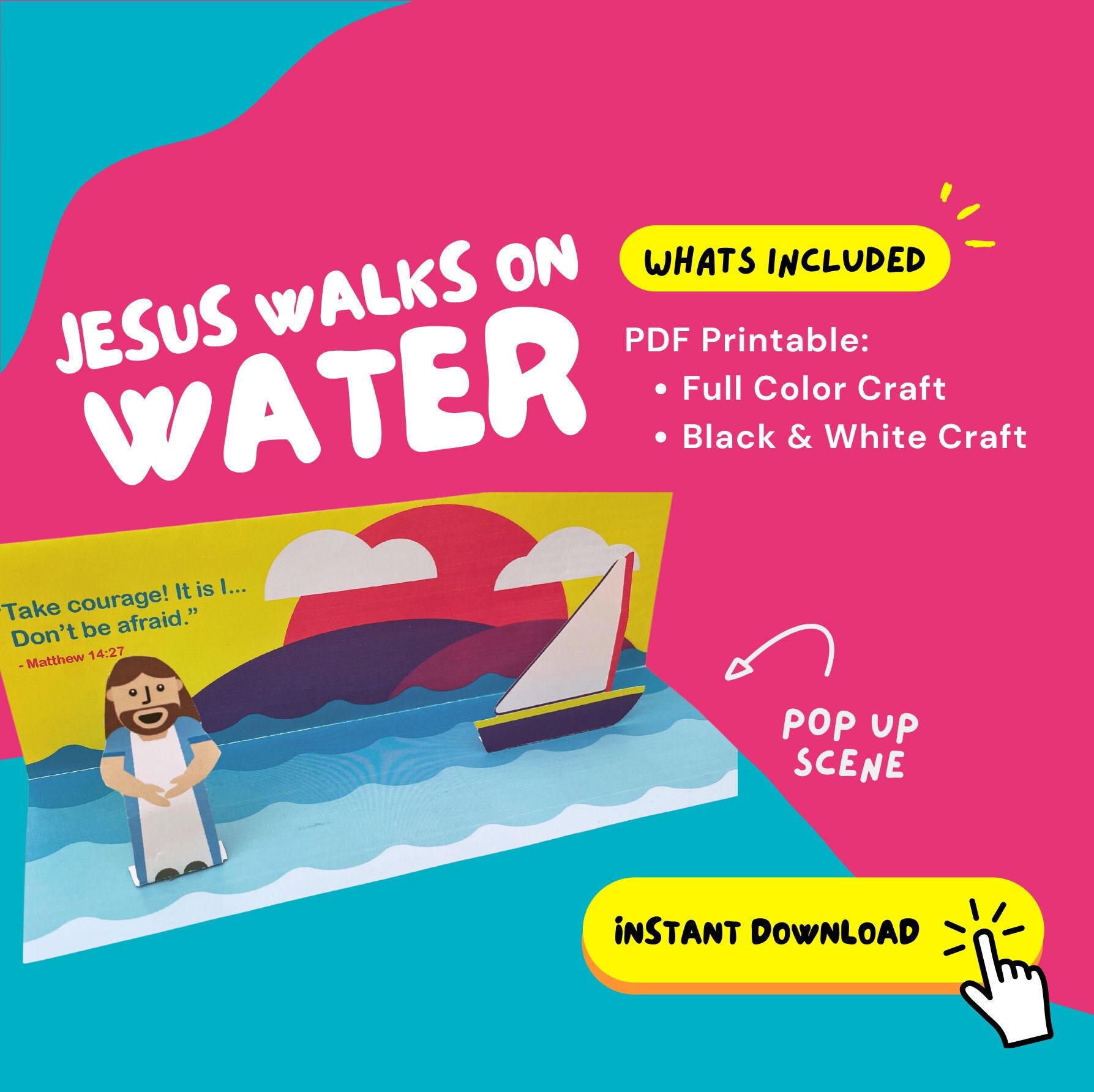 WALKS ON WATER Miracle of Jesus Bible Craft for Church Lesson for ...