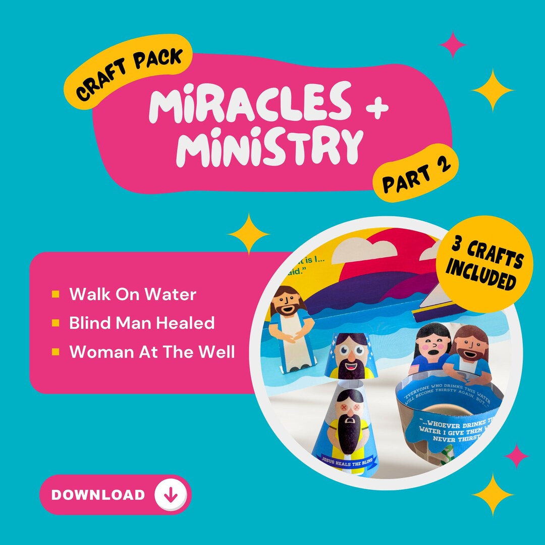 MIRACLES + MINISTRY Bible Craft Pack for Kids Sunday School Lesson for ...