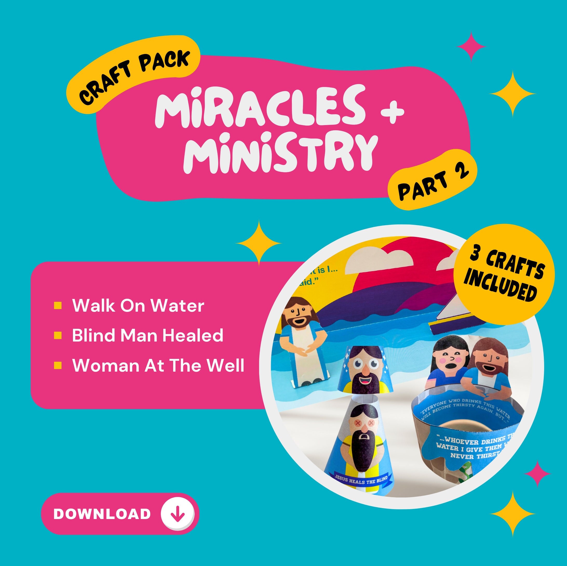 MIRACLES MINISTRY Bible Craft Pack for Kids Sunday School Lesson for ...