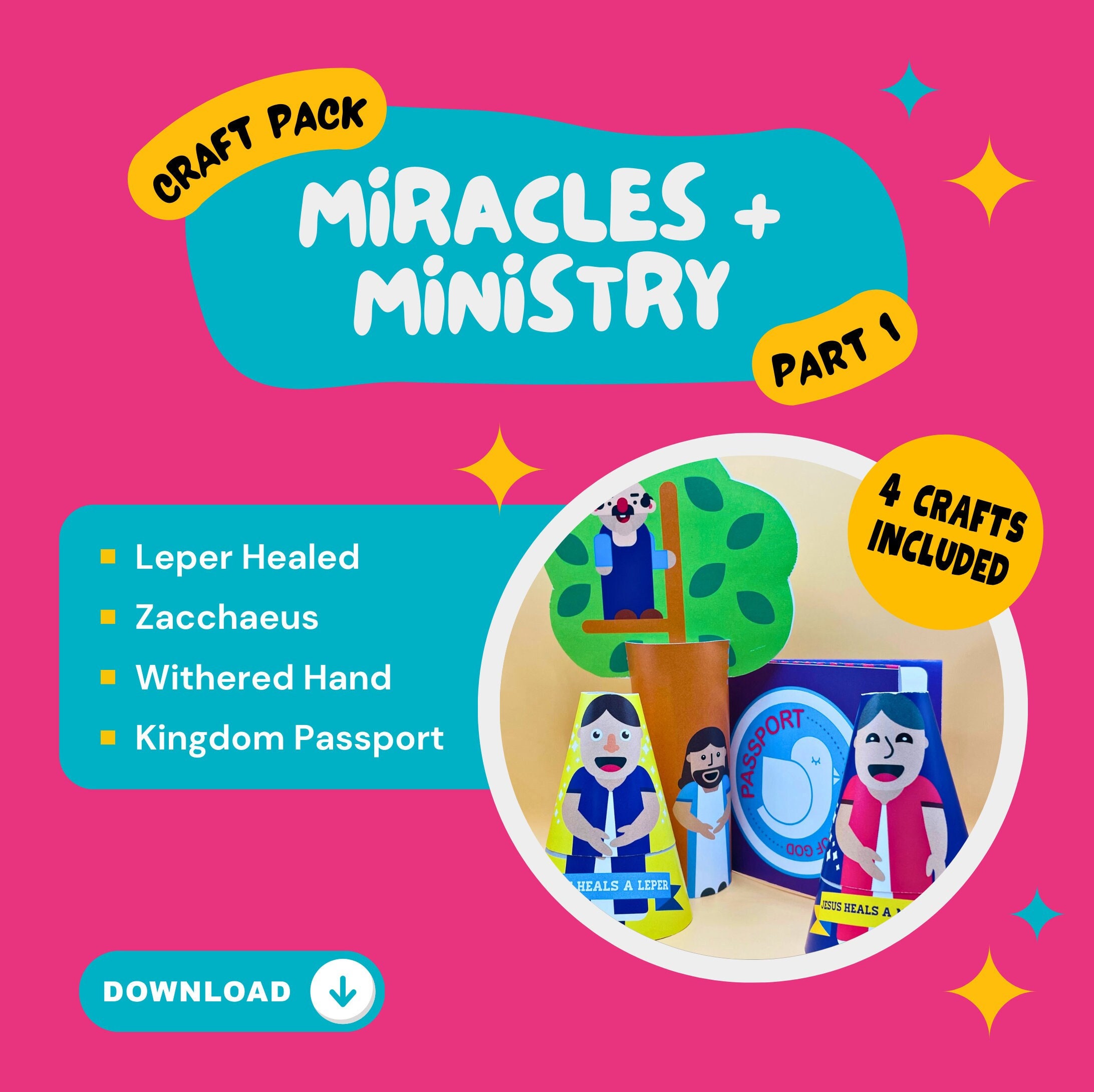 MIRACLES MINISTRY Bible Craft Pack for Kids Sunday School Lesson for ...