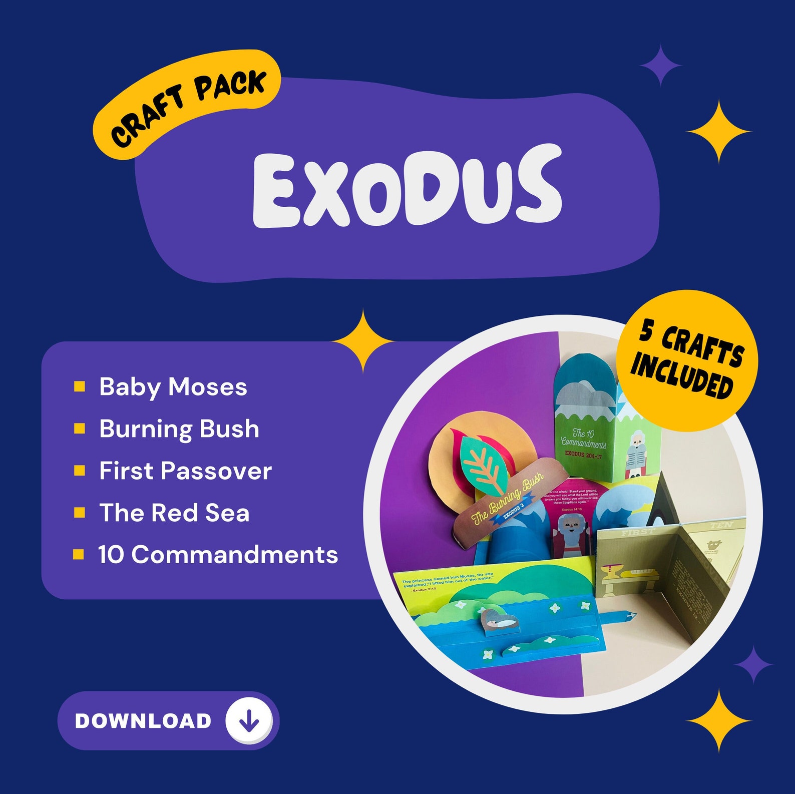 EXODUS Bible Craft Pack Activity for Story of Moses Craft of Burning ...