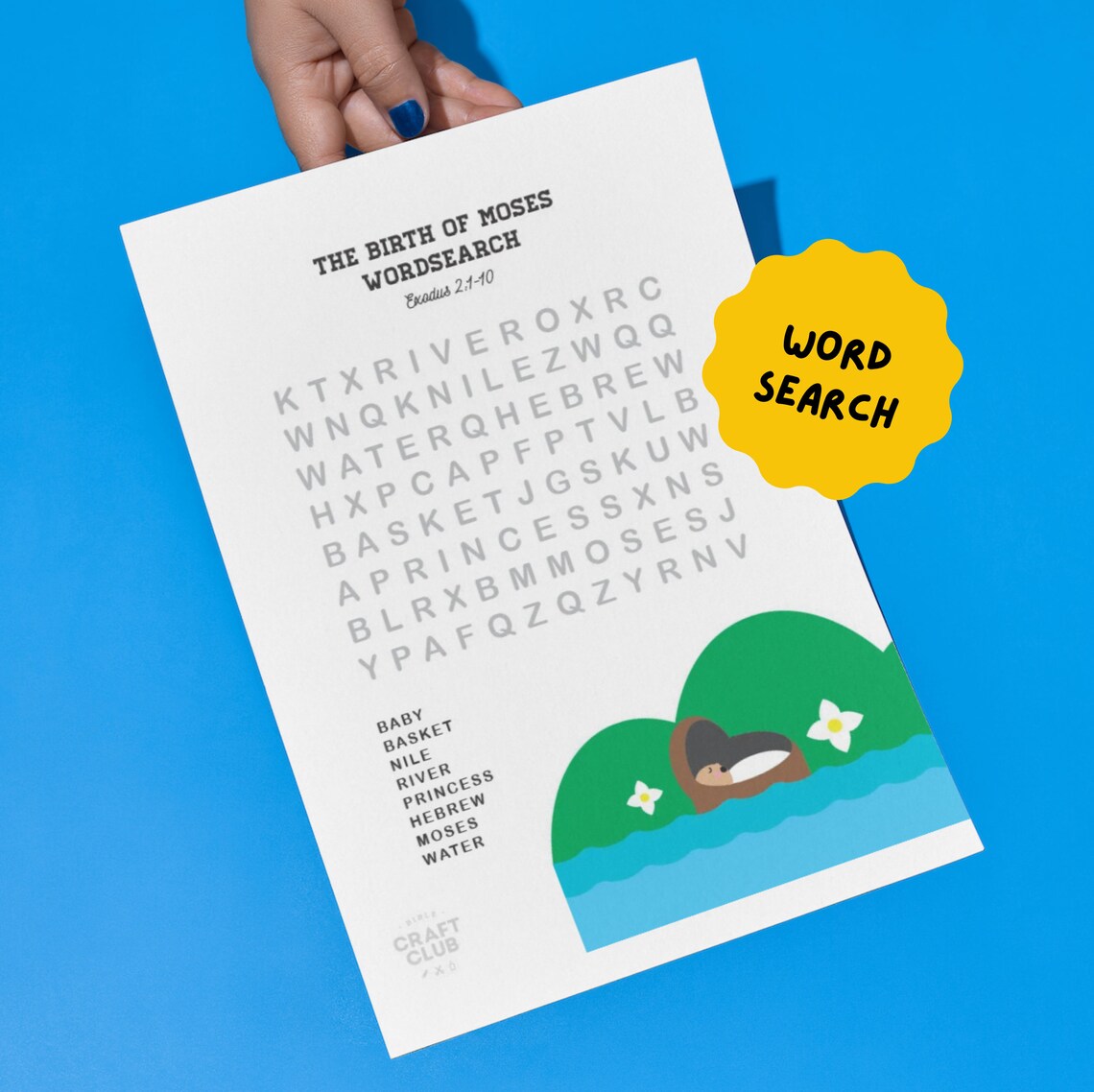 BABY MOSES Activity Pack for Kids Memory Verse Printable Word Search ...