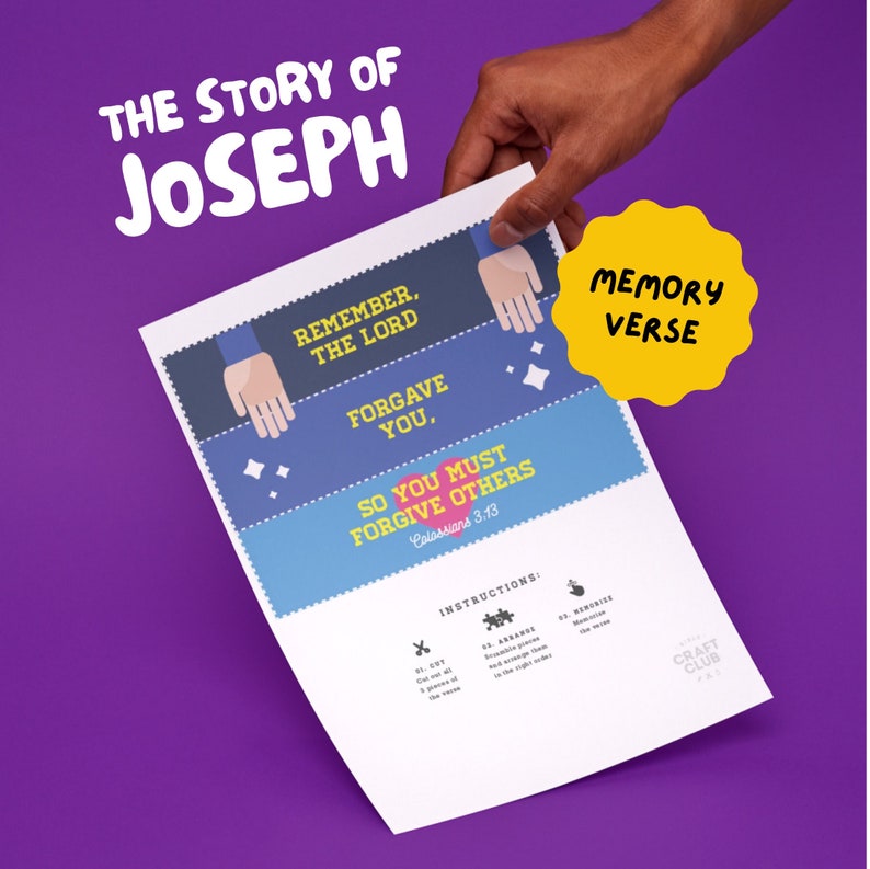 FORGIVE MEMORY VERSE Kids Bible Story of Joseph Craft Activity for ...