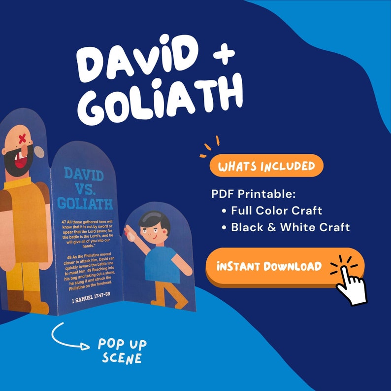 DAVID + GOLIATH Bible Craft for Sunday School Lesson for Homeschool ...