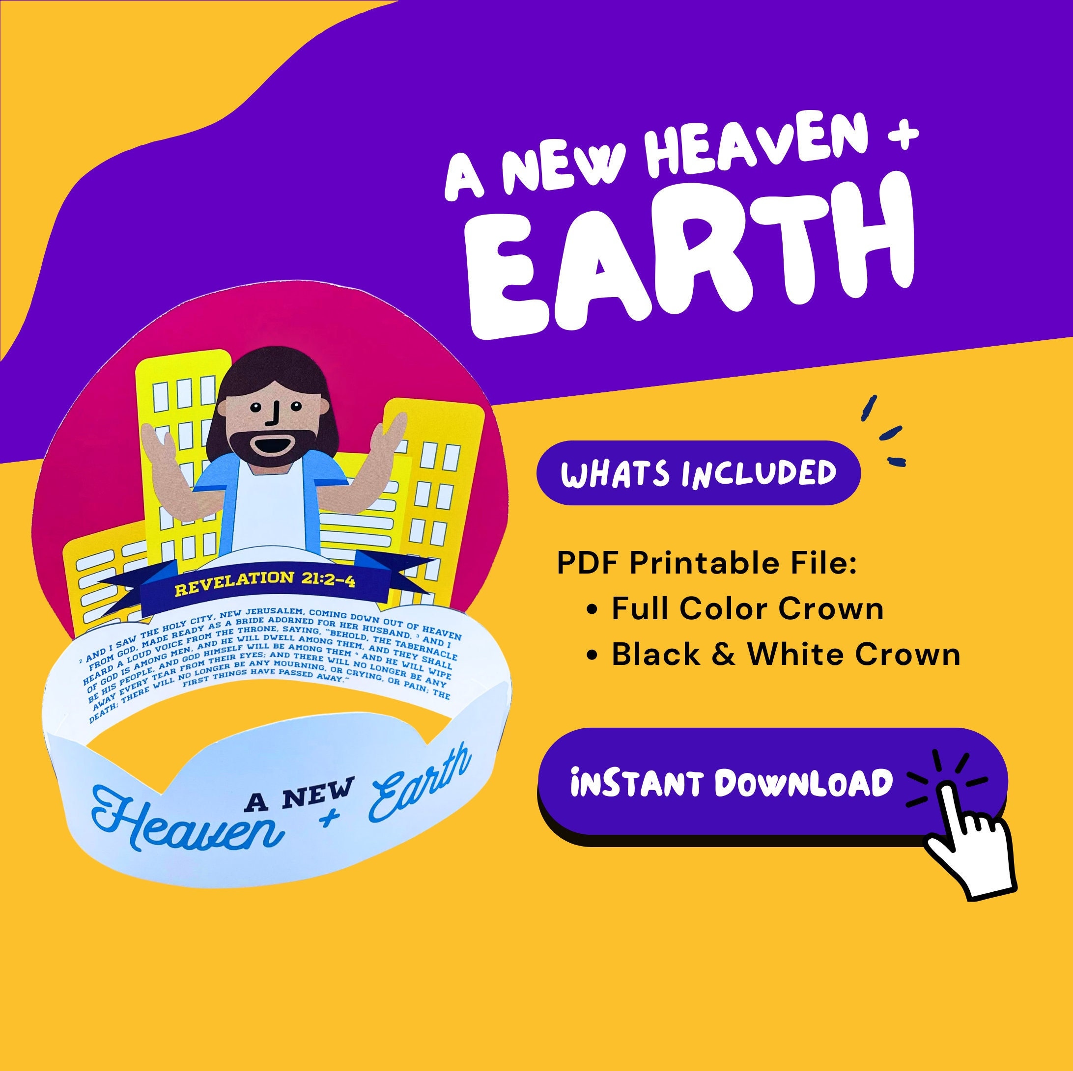 New Heaven + Earth Bible Craft, Revelation 21:2-4 (PDF Printable) - Etsy