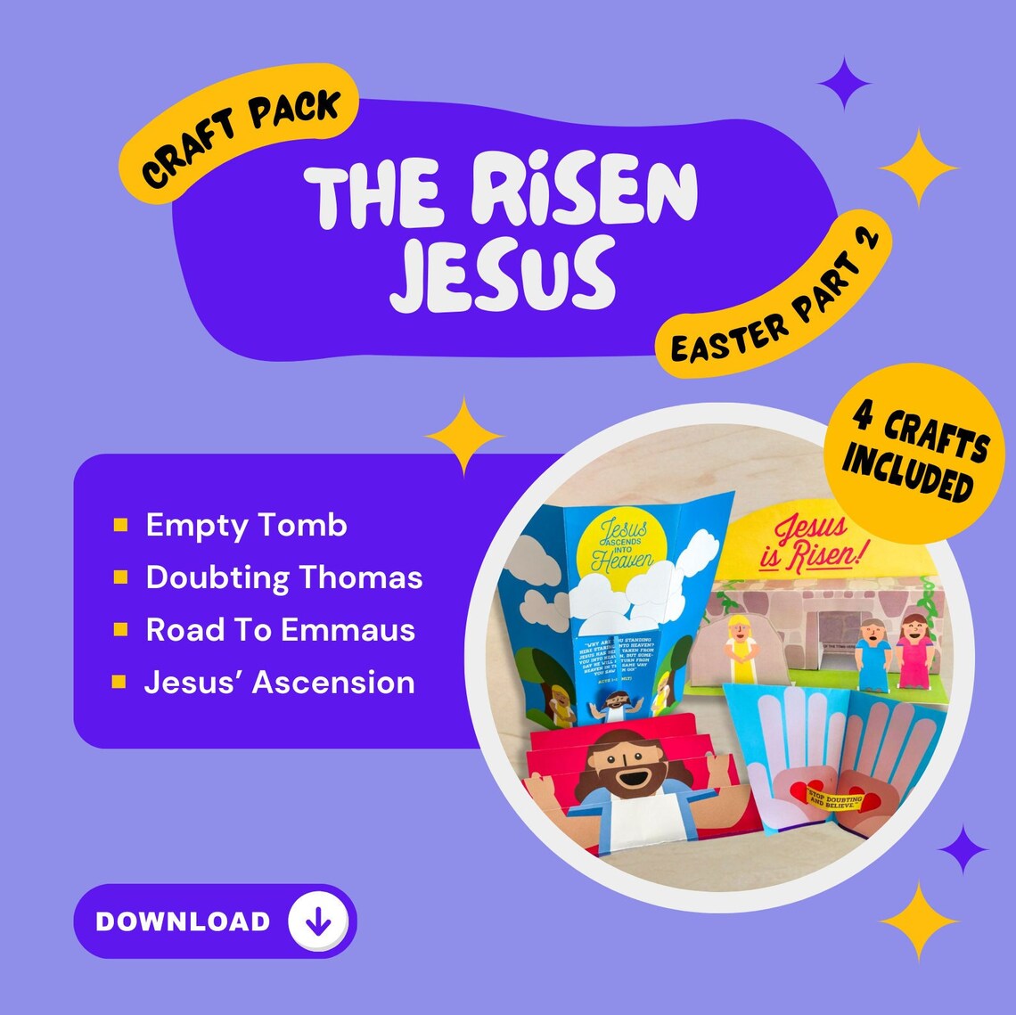 EASTER Bible Craft Pack Risen Jesus Theme for Kids Sunday School ...