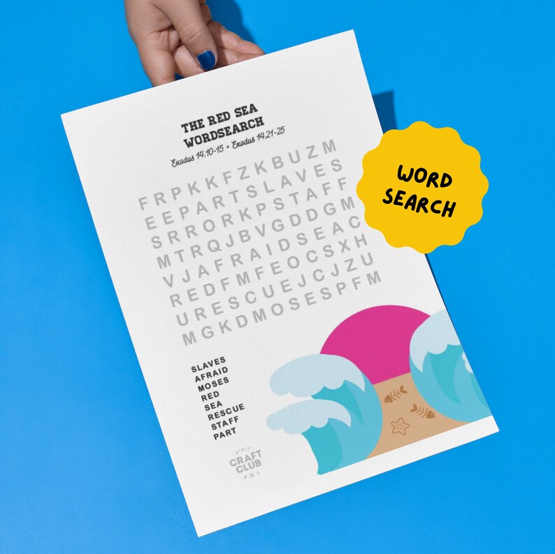 MOSES RED SEA Activity Pack for Kids Memory Verse Printable Word Search ...