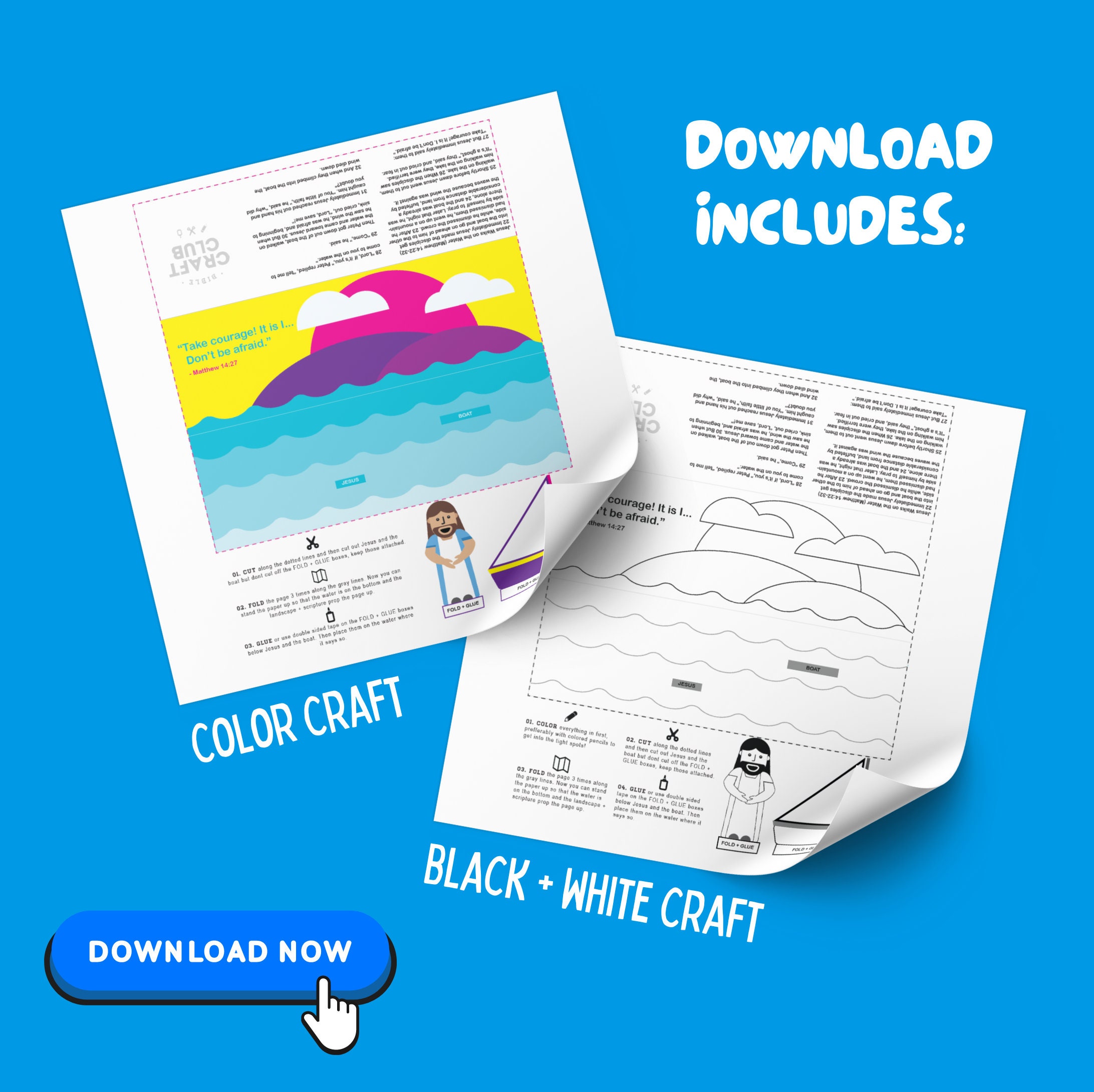 WALKS ON WATER Miracle of Jesus Bible Craft for Church Lesson for ...