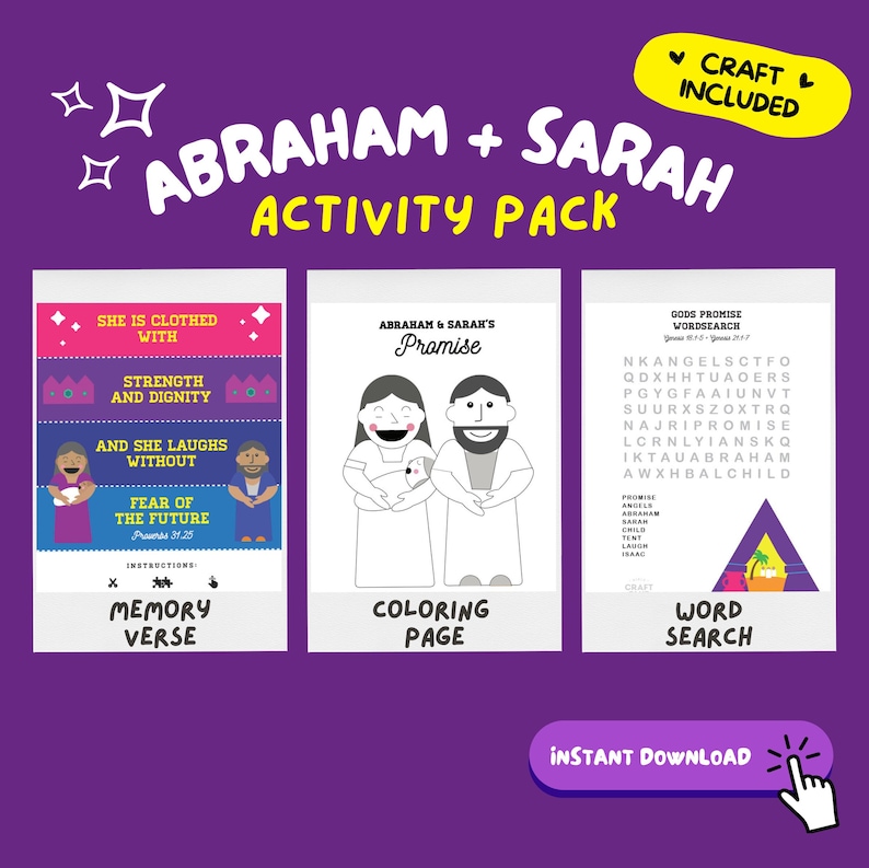 Abraham and Sarah Activity Pack for Kids (PDF Printable) - Etsy