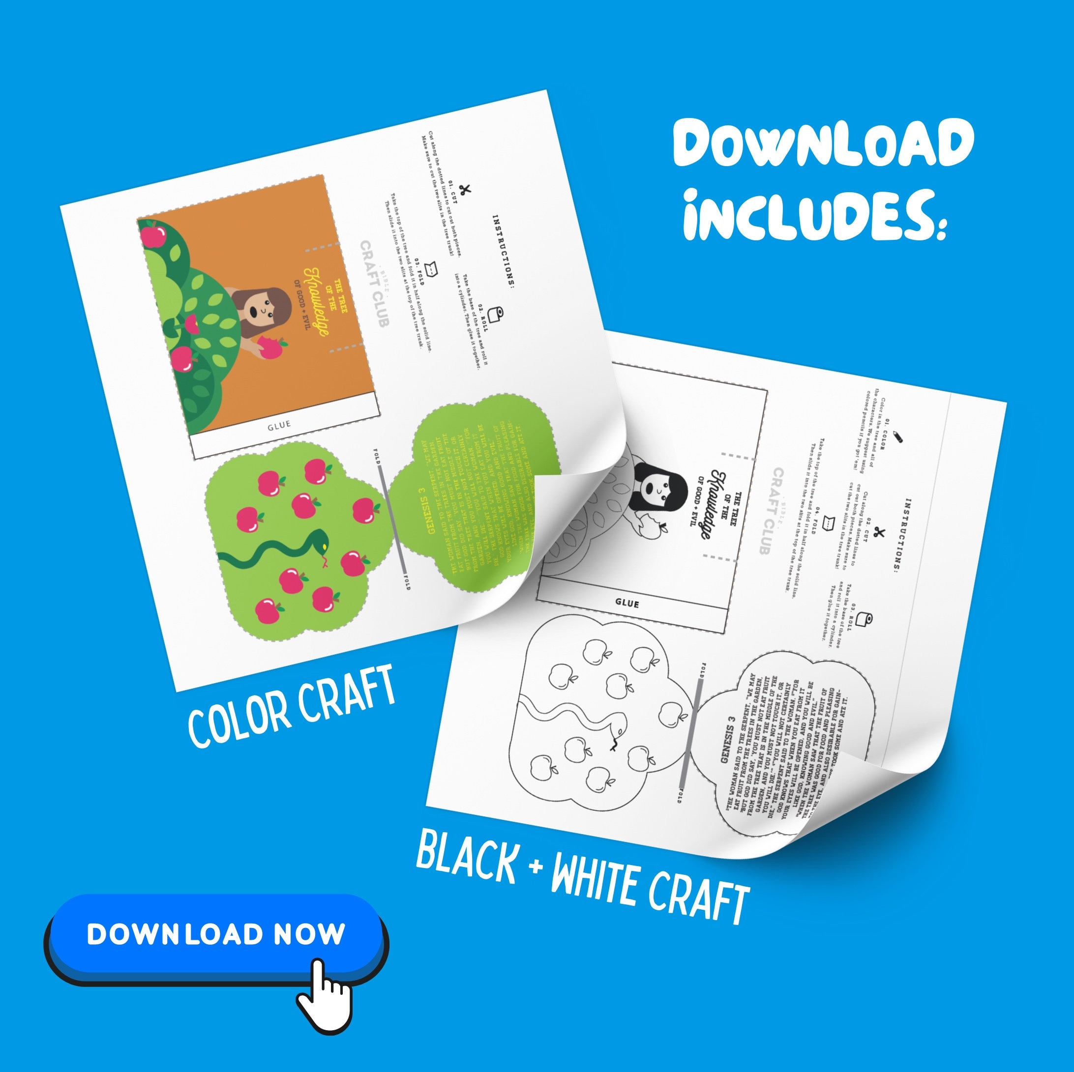 Tree of Knowledge Bible Craft | Adam and Eve Story (PDF) - Etsy