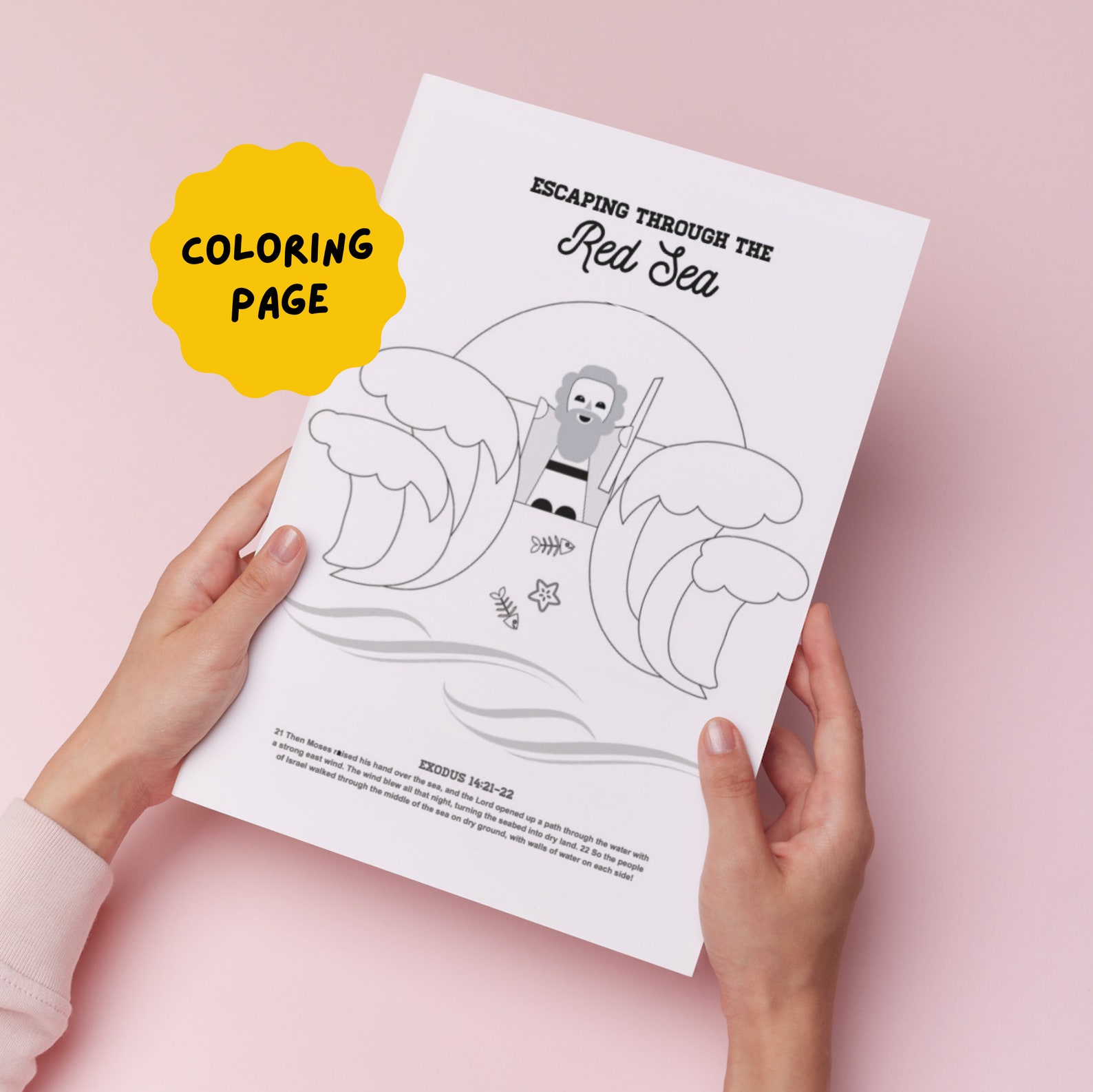 MOSES RED SEA Activity Pack for Kids Memory Verse Printable Word Search ...