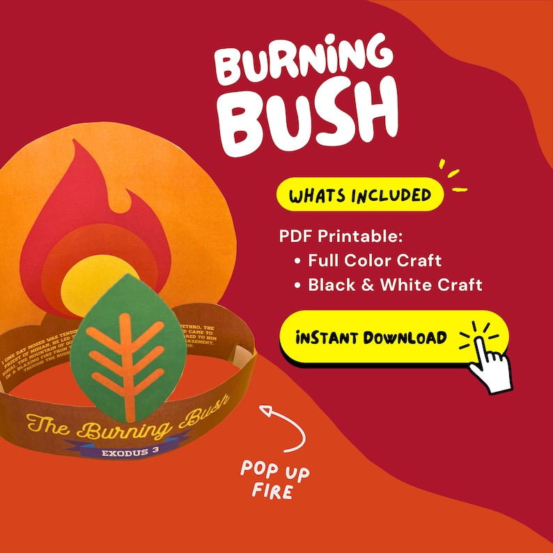 EXODUS Bible Craft Pack Activity for Story of Moses Craft of Burning ...