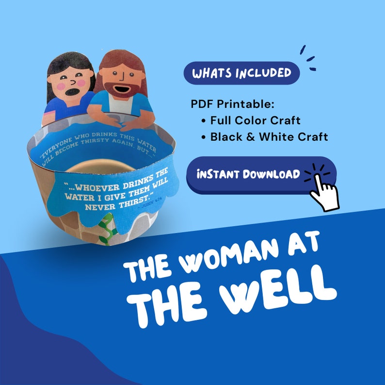 WOMAN AT WELL Miracle of Jesus Bible Craft for Sunday School Activity ...