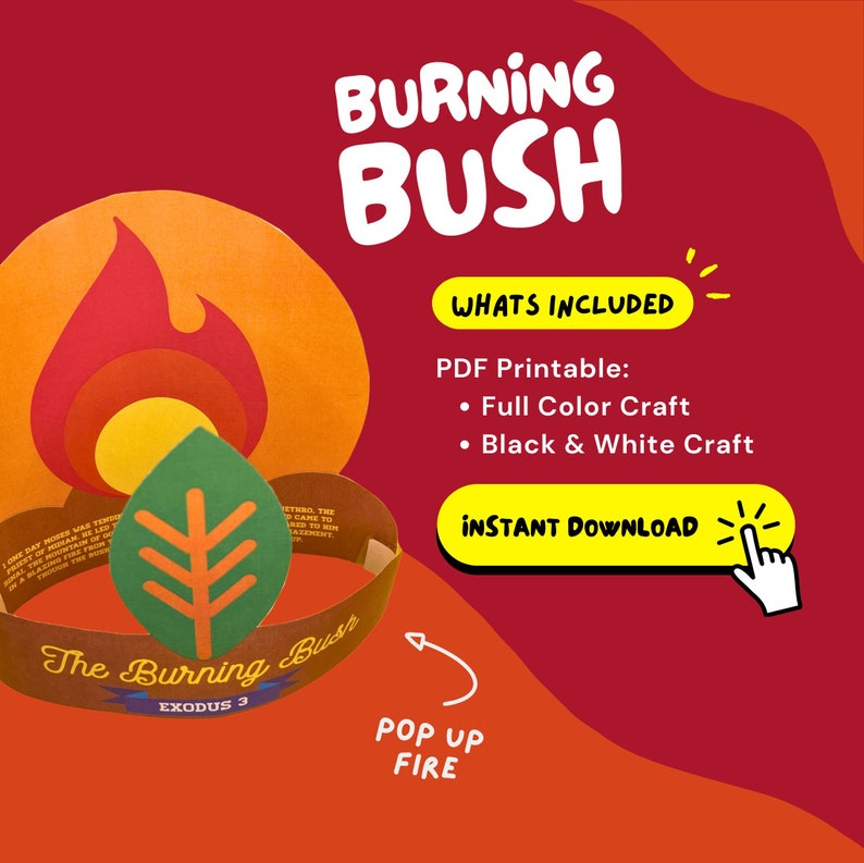 THE BURNING BUSH Bible Craft for Kids Sunday School Activity for ...