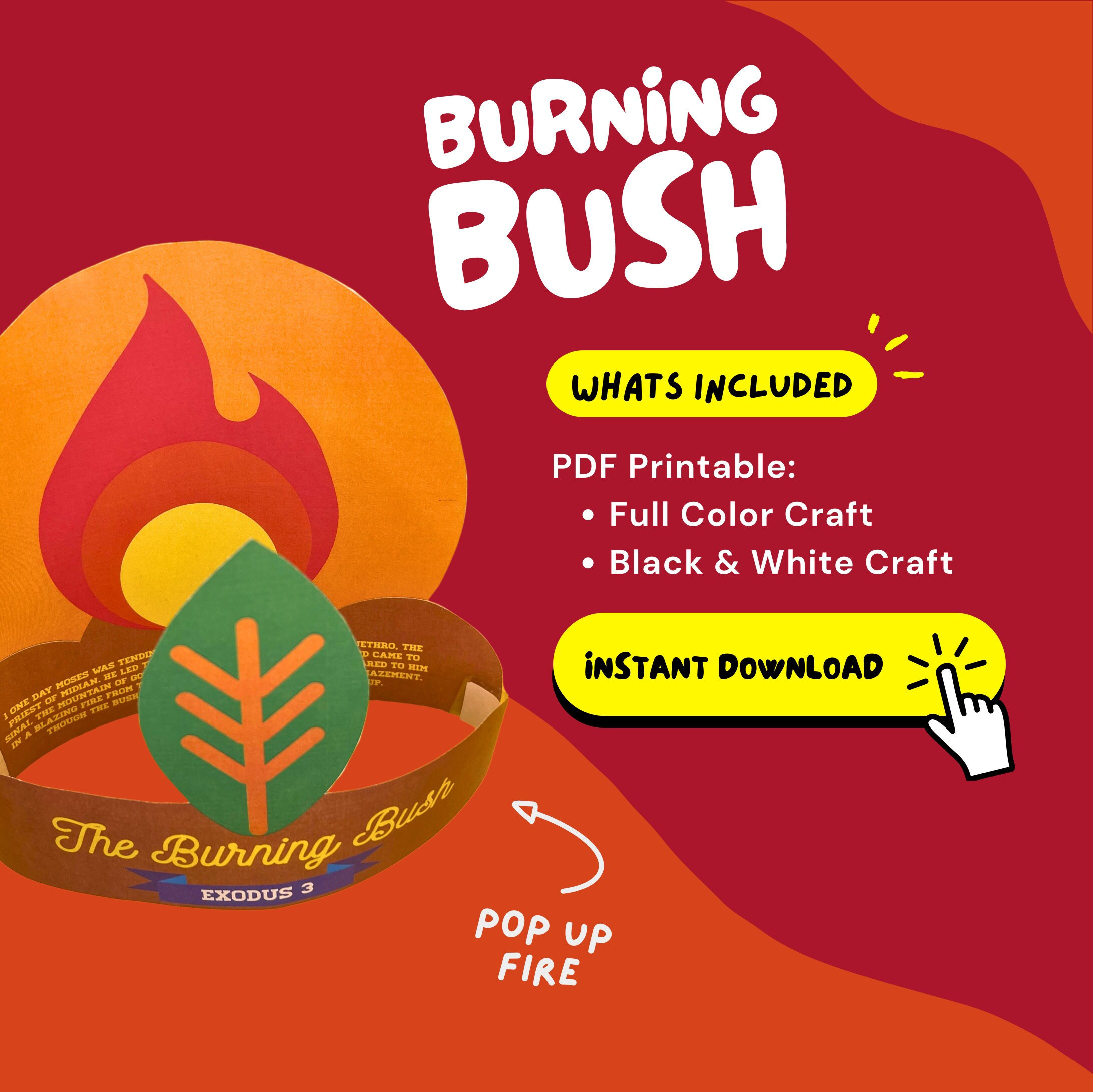 THE BURNING BUSH Bible Craft for Kids Sunday School Activity for ...