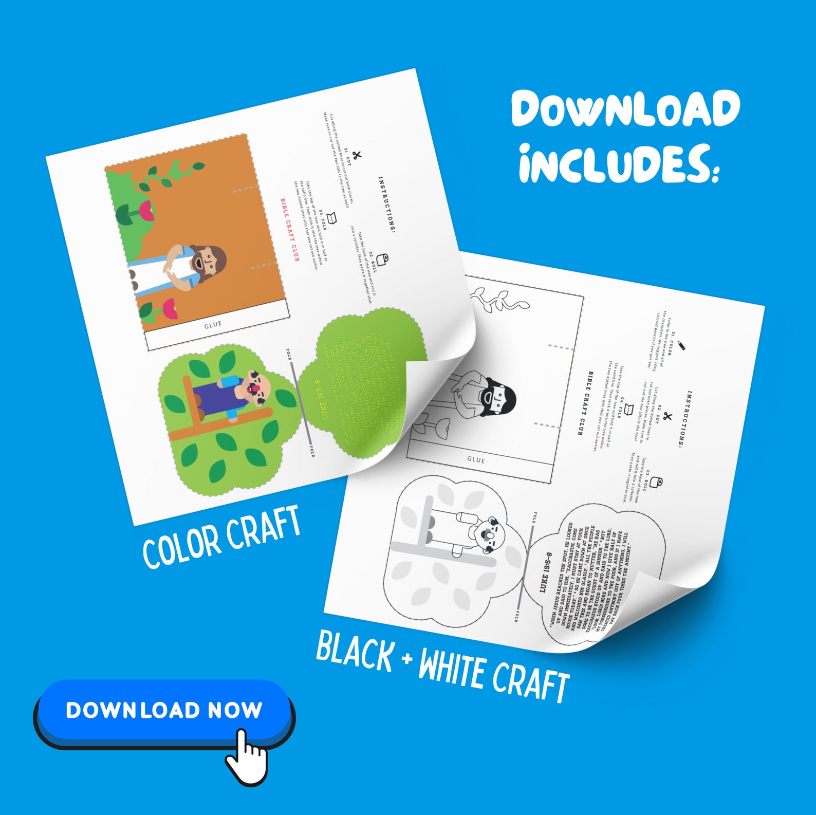 STORY OF ZACCHAEUS Bible Craft for Kids Sunday School Activity for ...