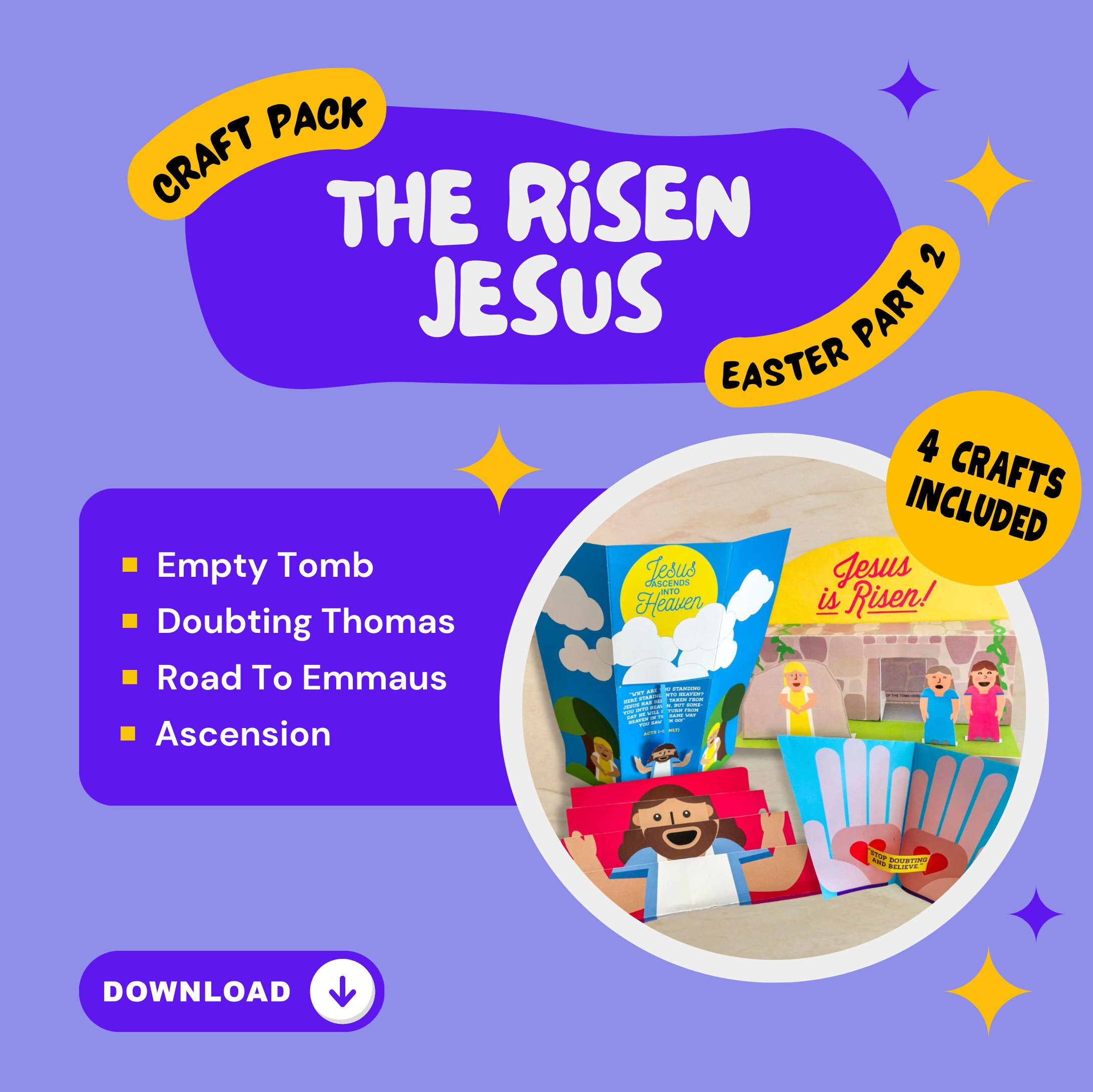 EASTER Bible Craft Pack Risen Jesus Theme for Kids Sunday School ...