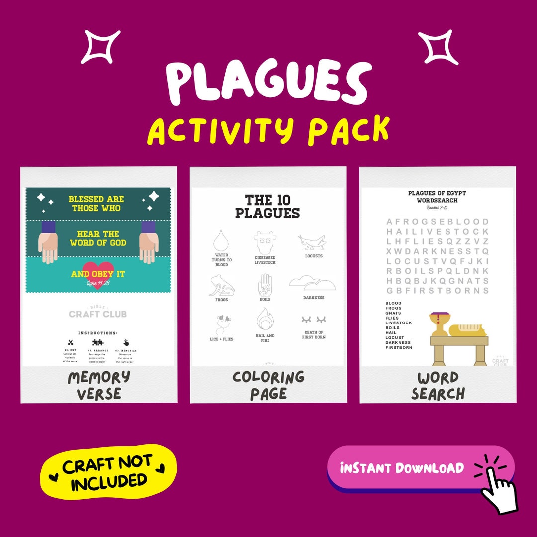 TEN PLAGUES PASSOVER Bible Activity Pack Kids Bible Craft Kids Bible ...