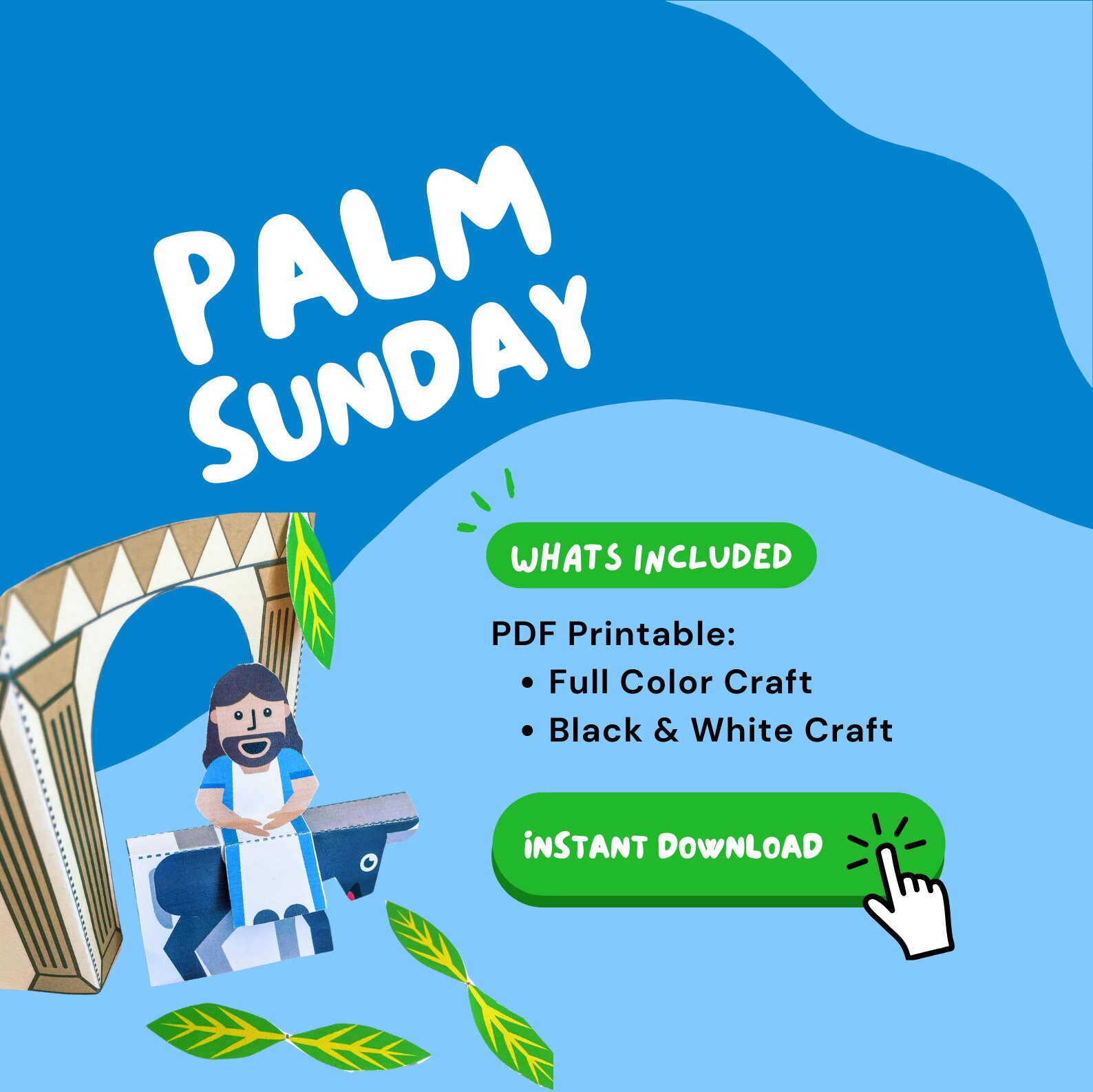 PALM SUNDAY Bible Craft for Kids Sunday School Activity for Homeschool ...
