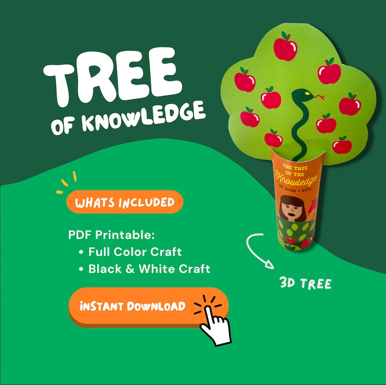 TREE OF KNOWLEDGE Bible Craft for Sunday School Lesson for Homeschool ...