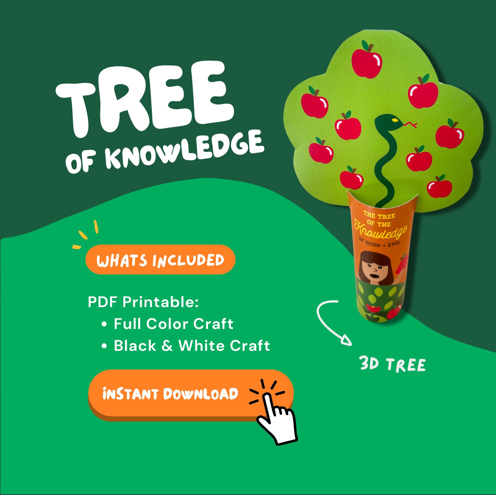 TREE OF KNOWLEDGE Bible Craft for Sunday School Lesson for Homeschool ...