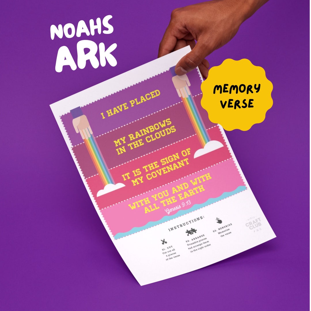 PROMISES MEMORY VERSE Kids Bible Story of Noahs Ark Activity for Family ...
