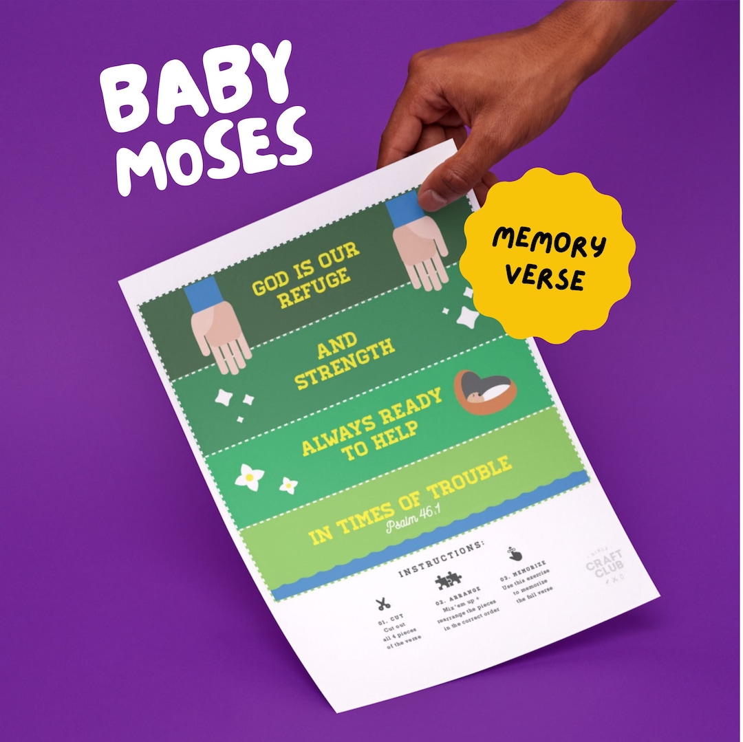 STRENGTH MEMORY VERSE Kids Bible Story of Baby Moses Craft for Family ...