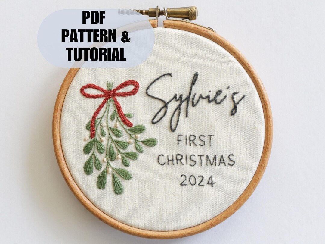 Baby's First Christmas Personalised Ornament Embroidery Pattern, Custom ...