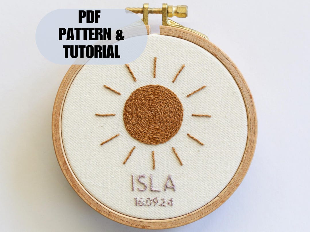 Personalized Sun Hand Embroidery Pattern: DIY Nursery Decor (PDF ...