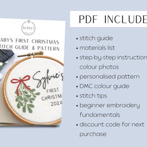 Baby's First Christmas Personalised Ornament Embroidery Pattern, Custom ...