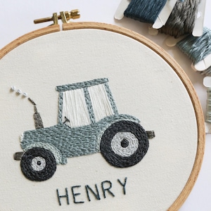 Personalised Name Tractor Truck Hand Embroidery Pattern, Baby Boy ...