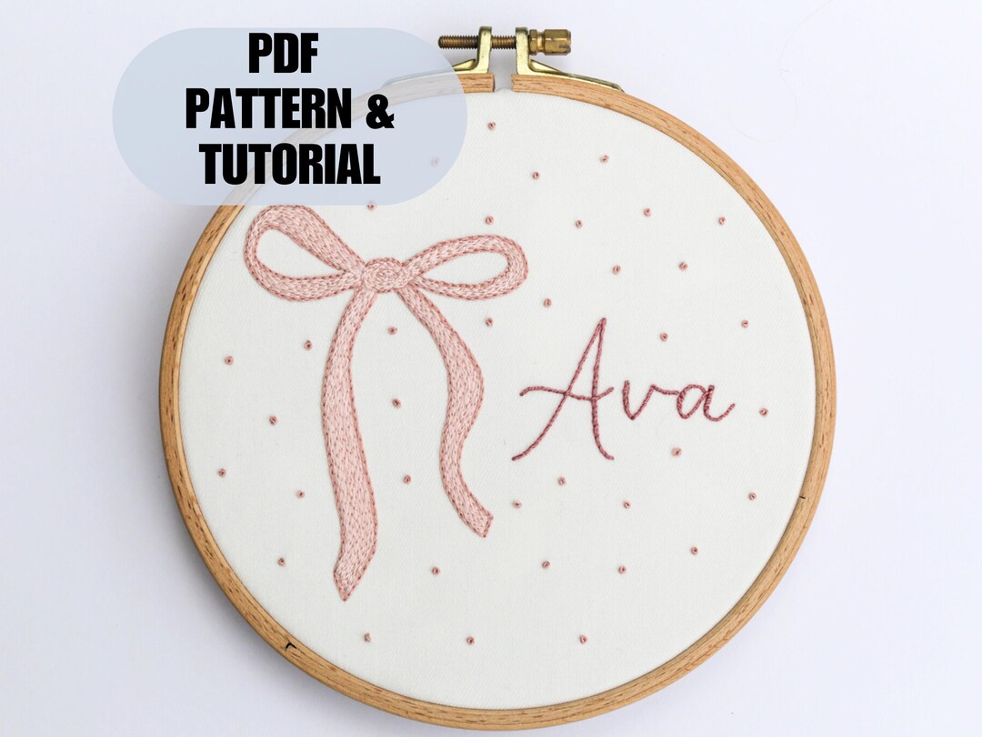 Personalized Pink Bow Embroidery Design: Newborn Baby Girl Gift (PDF ...