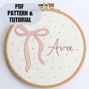 Personalized Pink Bow Embroidery Design: Newborn Baby Girl Gift (PDF ...