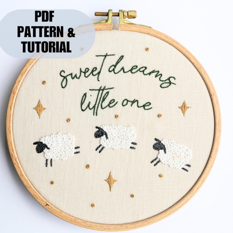 Hand Embroidery Sheep Kit - Etsy
