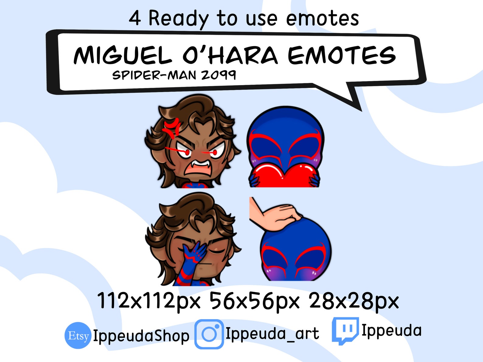 Miguel O'hara Twitch Emotes Mini Set 1 | Spiderman 2099 | Vtuber ...