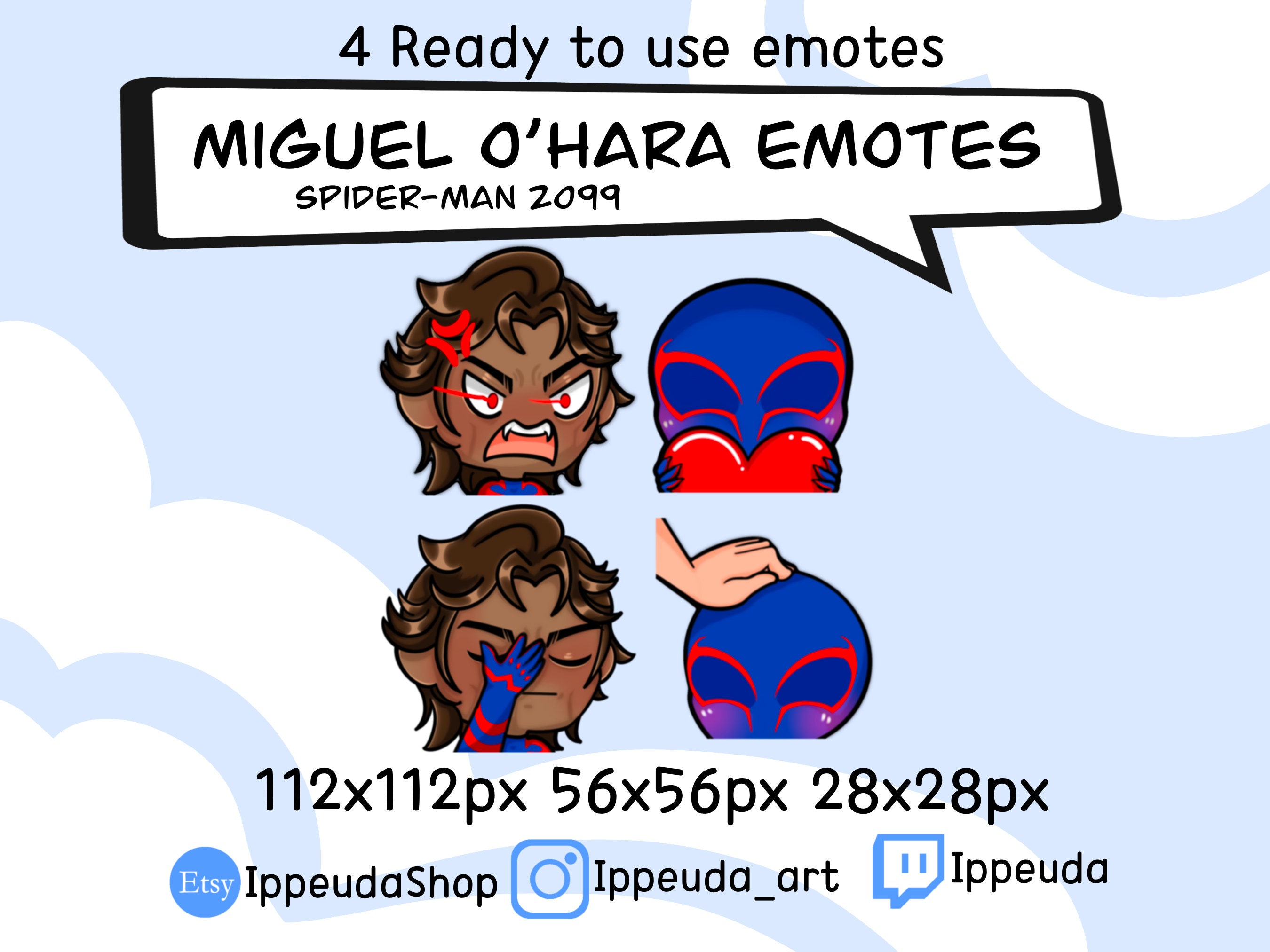Miguel O'hara Twitch Emotes Mini Set 1 | Spiderman 2099 | Vtuber ...