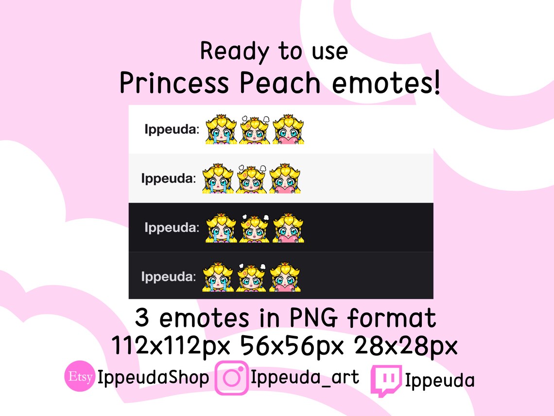 Princess Peach Twitch Emote vtuber Pngtuber Streamer - Etsy UK