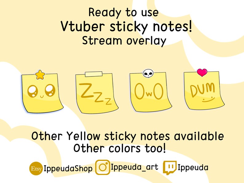 11x Yellow Tape Sticky Note Assets |vtuber | Pngtuber | Streamer ...