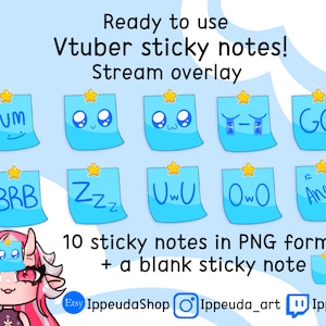 11x Blue Star Sticky Note Assets |vtuber | Pngtuber | Streamer | Vroid ...
