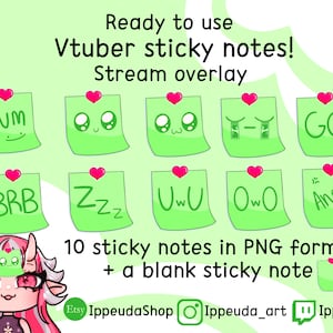 11x Green Heart Sticky Note Assets |vtuber | Pngtuber | Streamer ...