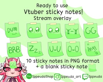 11x Blue Star Sticky Note Assets |vtuber | Pngtuber | Streamer | Vroid ...