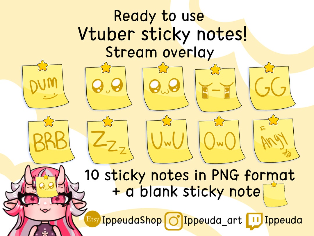 11x Yellow Star Sticky Note Assets |vtuber | Pngtuber | Streamer ...